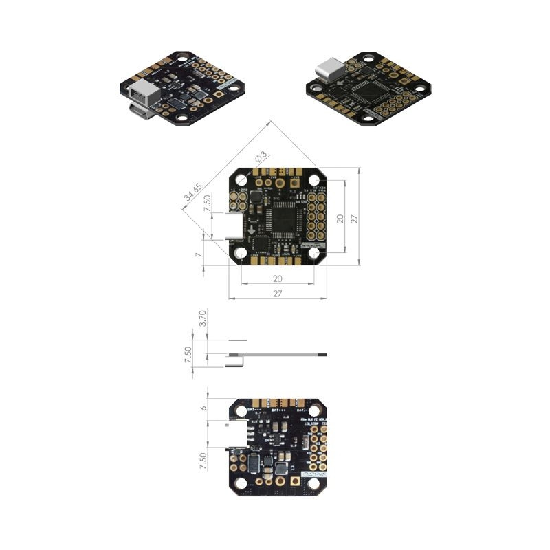 CleanFlight & BetaFlight Micro F3 Flight Controller PDB Buzzer Port 20X20mm